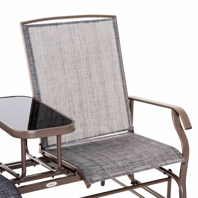 Winston Porter Outdoor Glider Bench With Center Table | Wayfair