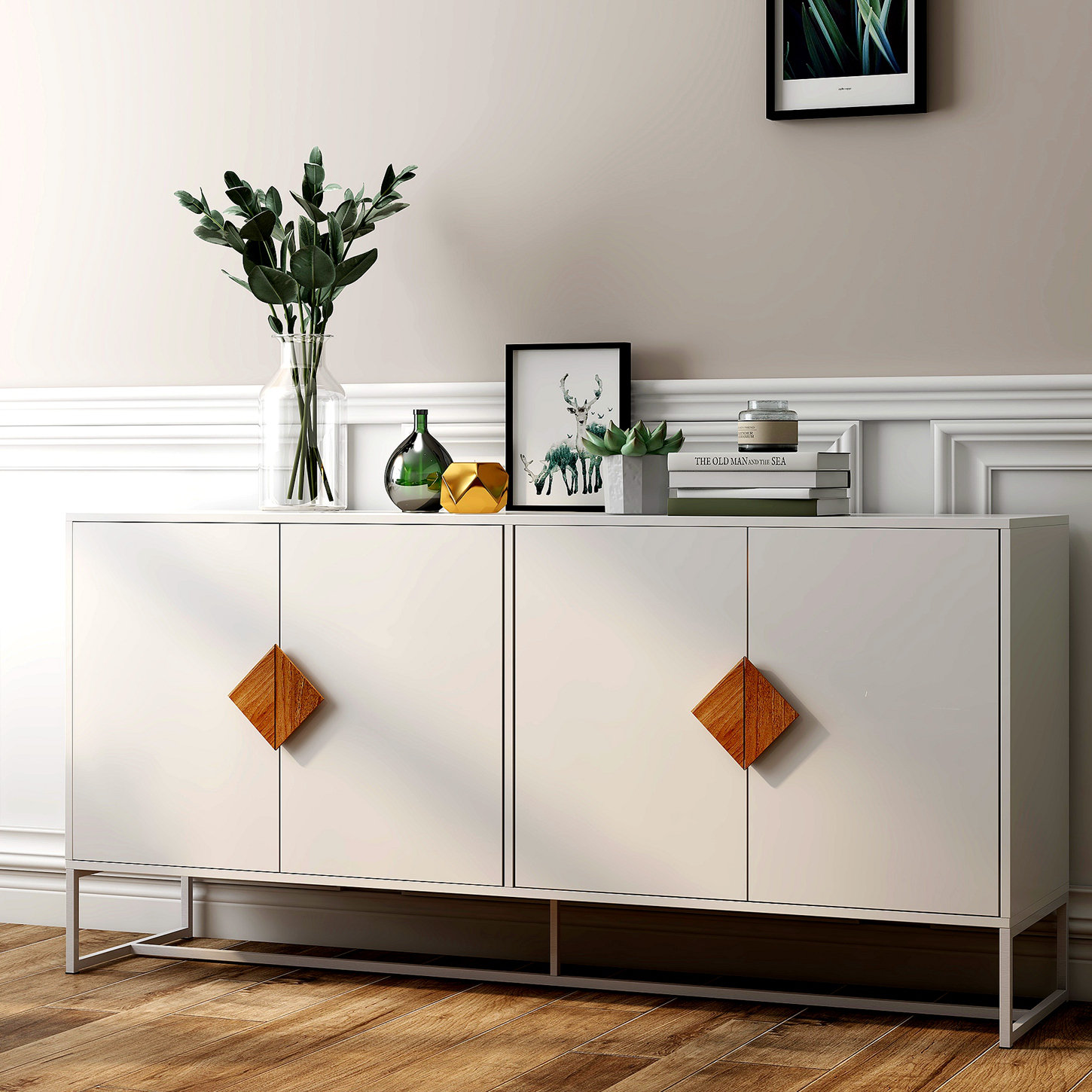 August Grove Haya 62.99" 4 Doors Wooden Sideboard,Double Storage Accent ...