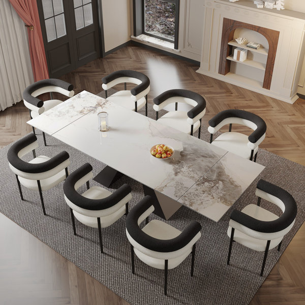 Orren Ellis Doinita 9 - Piece 110.23'' Extendable Sintered Stone Dining ...
