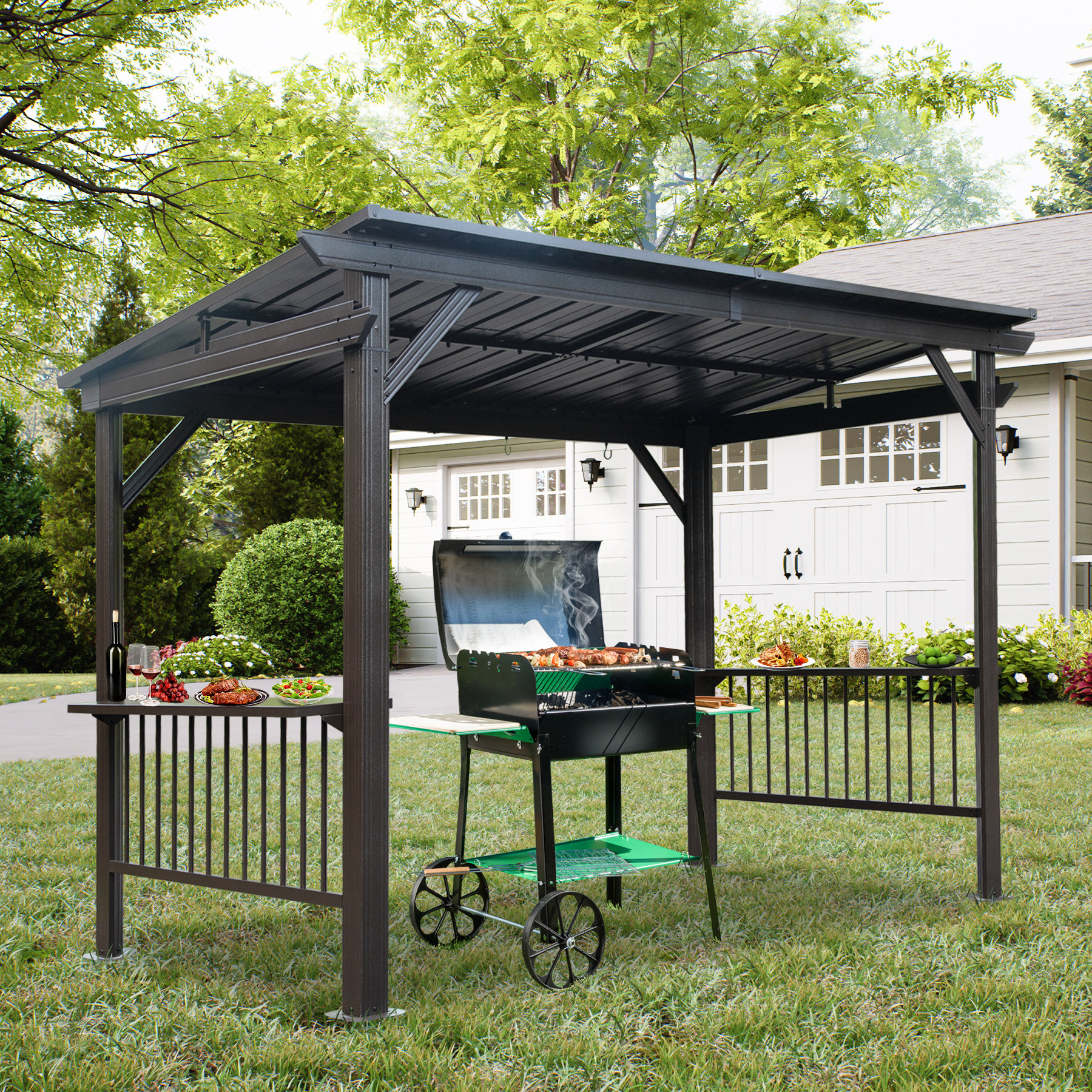 Domi Louvered 6.5 x 12 FT Hardtop Grill Gazebo & Reviews | Wayfair