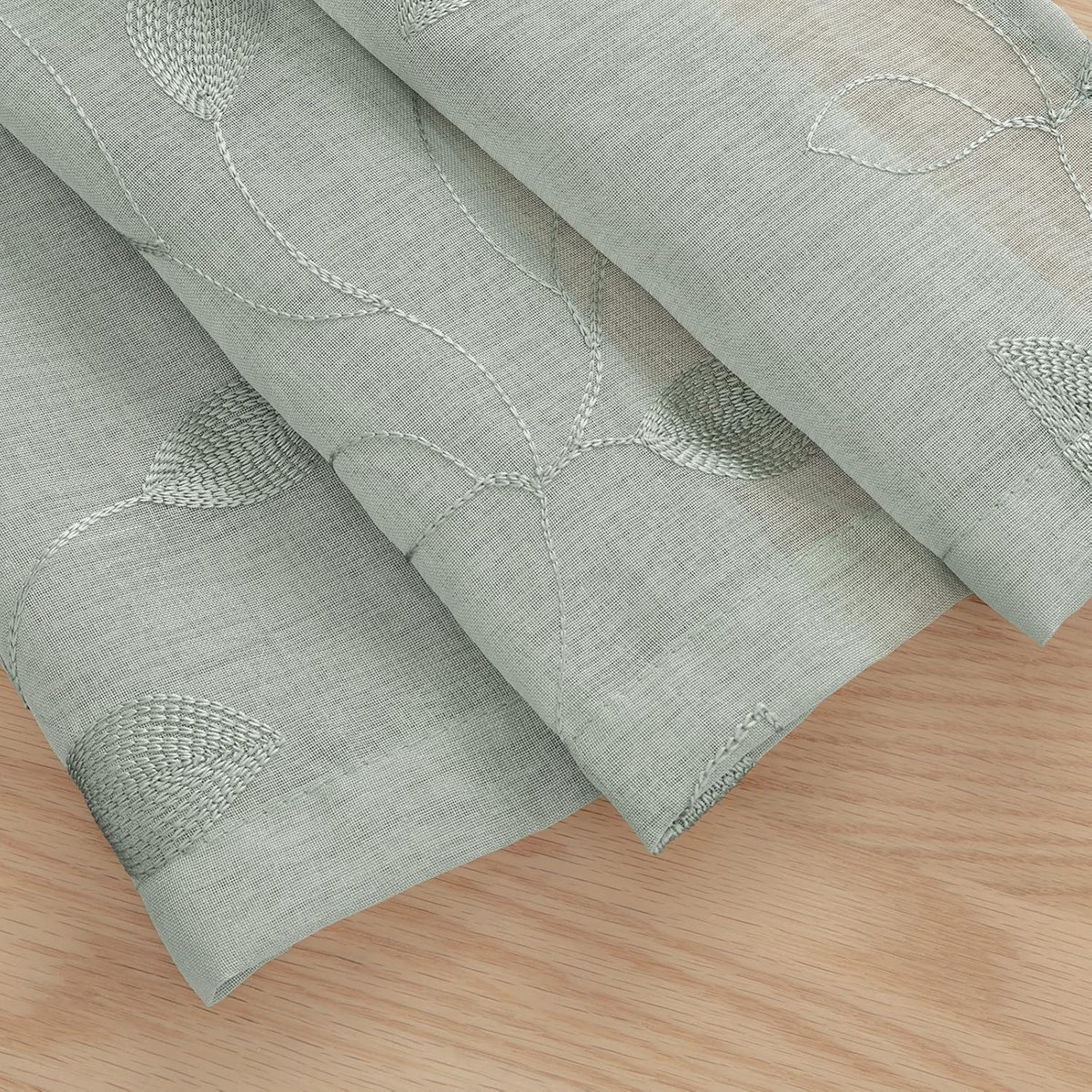 FETLOD Sheer Kitchen Curtains 52 X 45 Inch Length 2 Panels Embroidered ...
