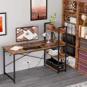 17 Stories Sarahlouise Computer Desk with Power Outlet & Storage ...