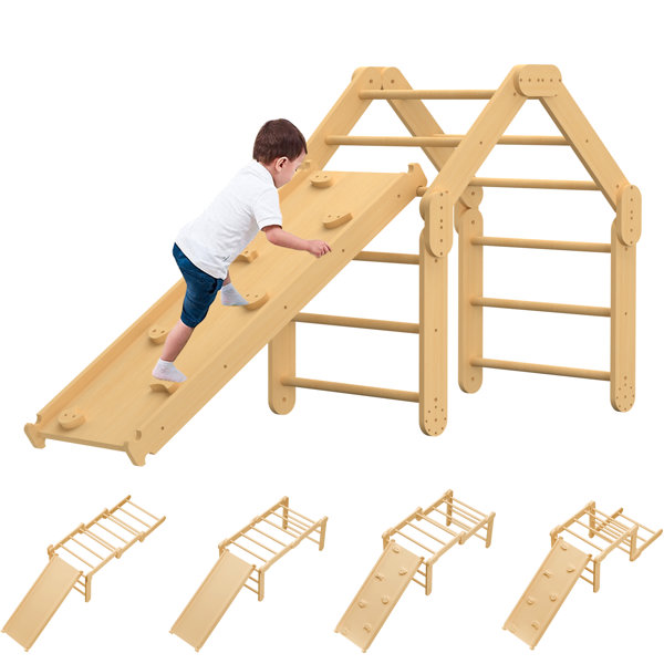 outdoor privacy screen 2-in-1 Wooden Triangle Climber Set, Toddler ...