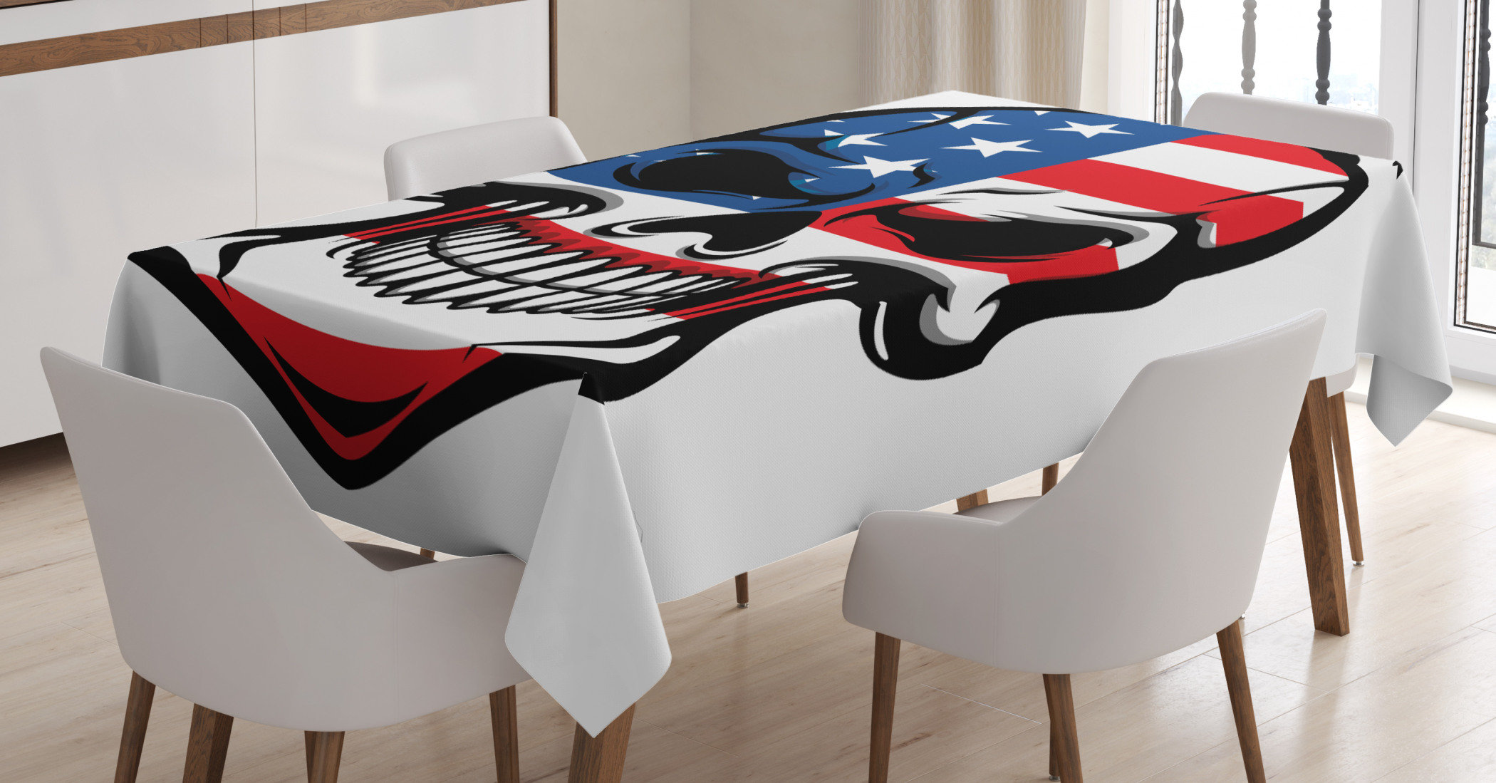 East Urban Home Ambesonne Skull Tablecloth, Scary Old Skull Horror Usa ...