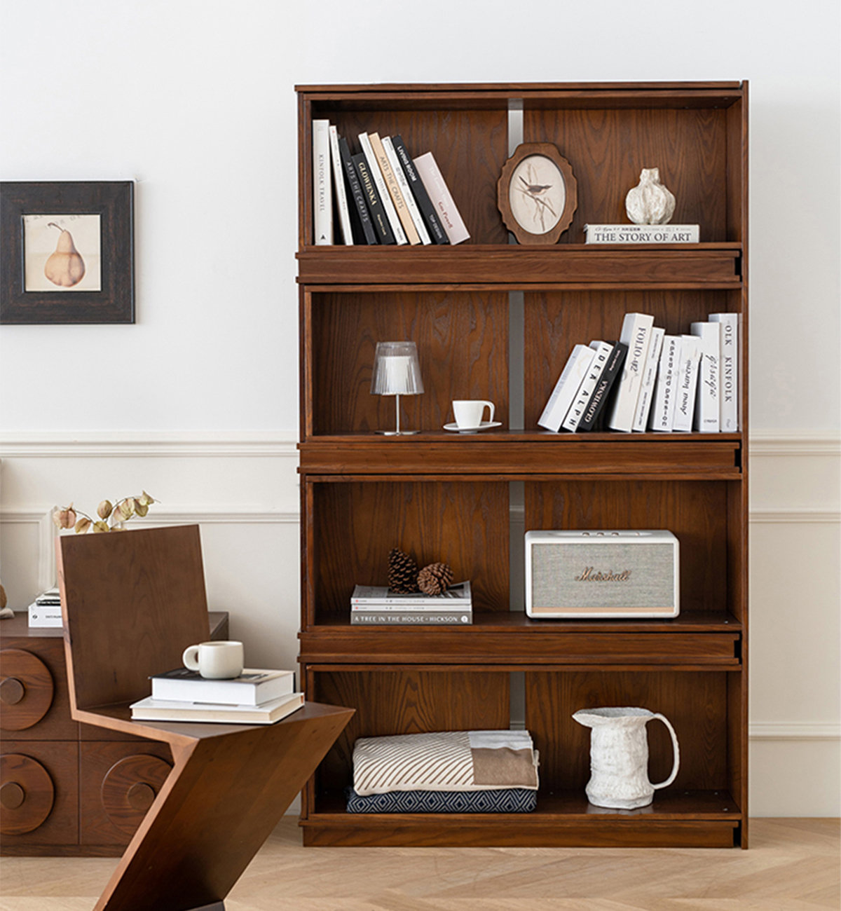 Corrigan Studio Simple Solid Wood Retractable And Rotatable Bookshelf ...