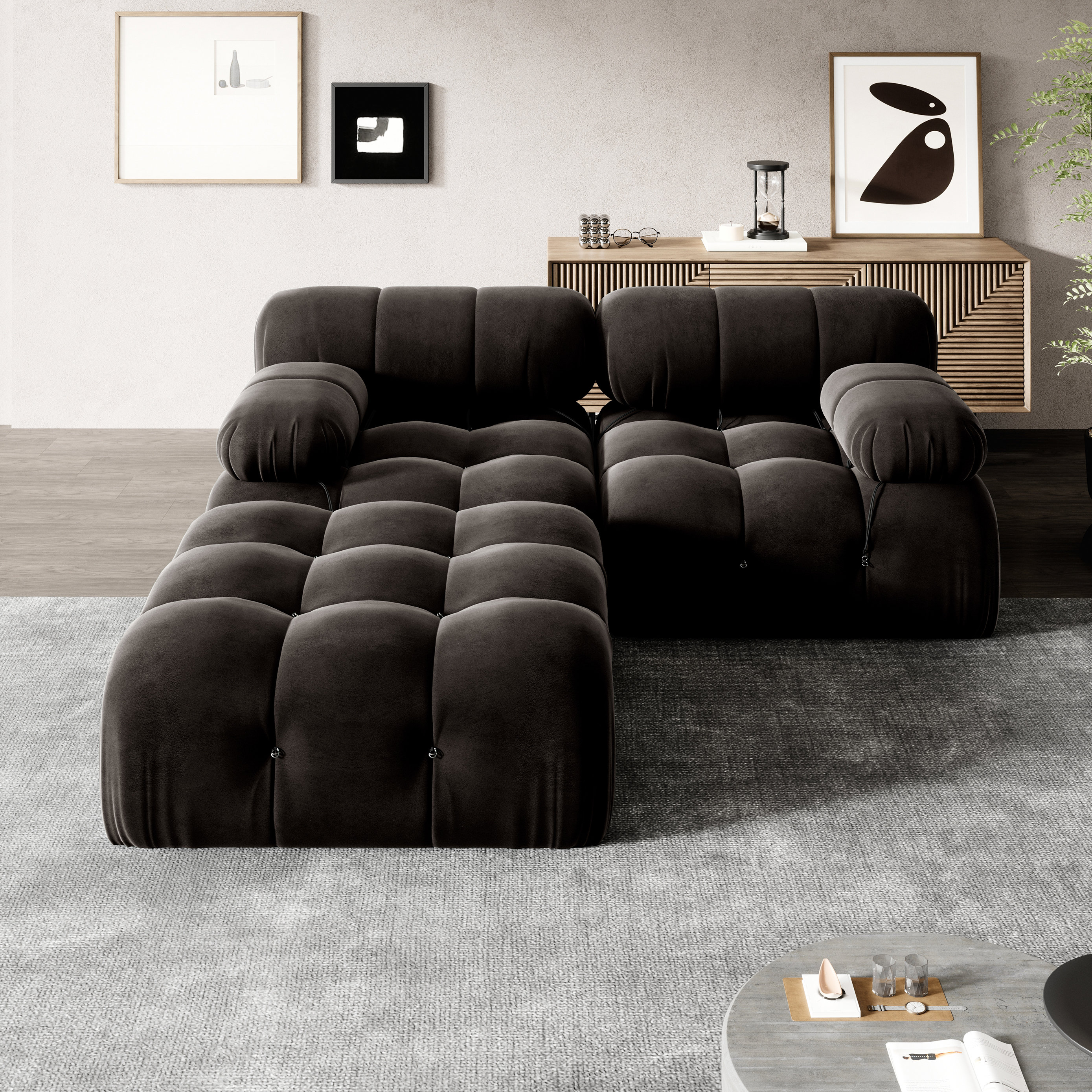 Ivy Bronx Nuredin Upholstered Sofa 71'' Velvet Sofa, Modular Sectioanl ...
