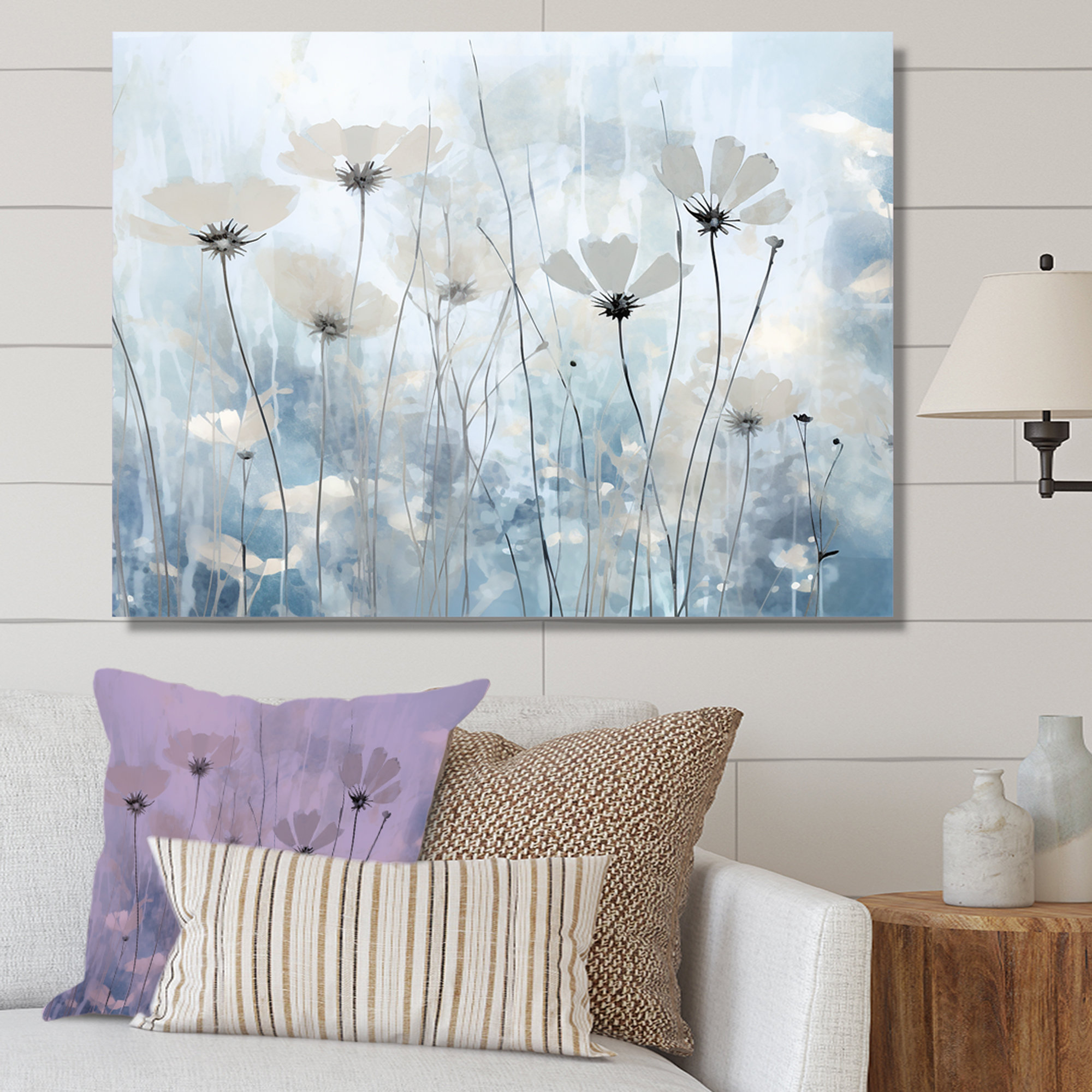 Red Barrel Studio® Cerulean Floral Field On Canvas Print | Wayfair