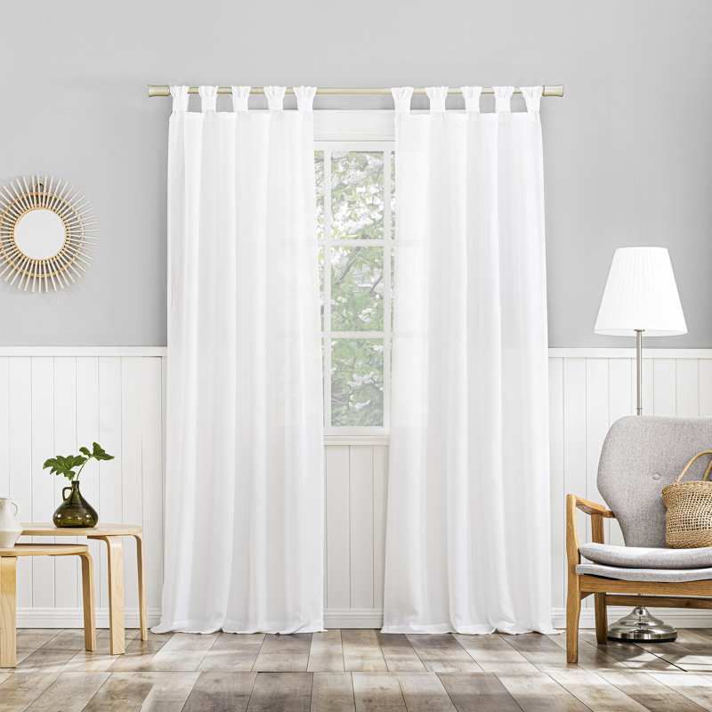 Ebern Designs Diglio Twist Tab Semi-Sheer Tab Top Curtain Panel ...