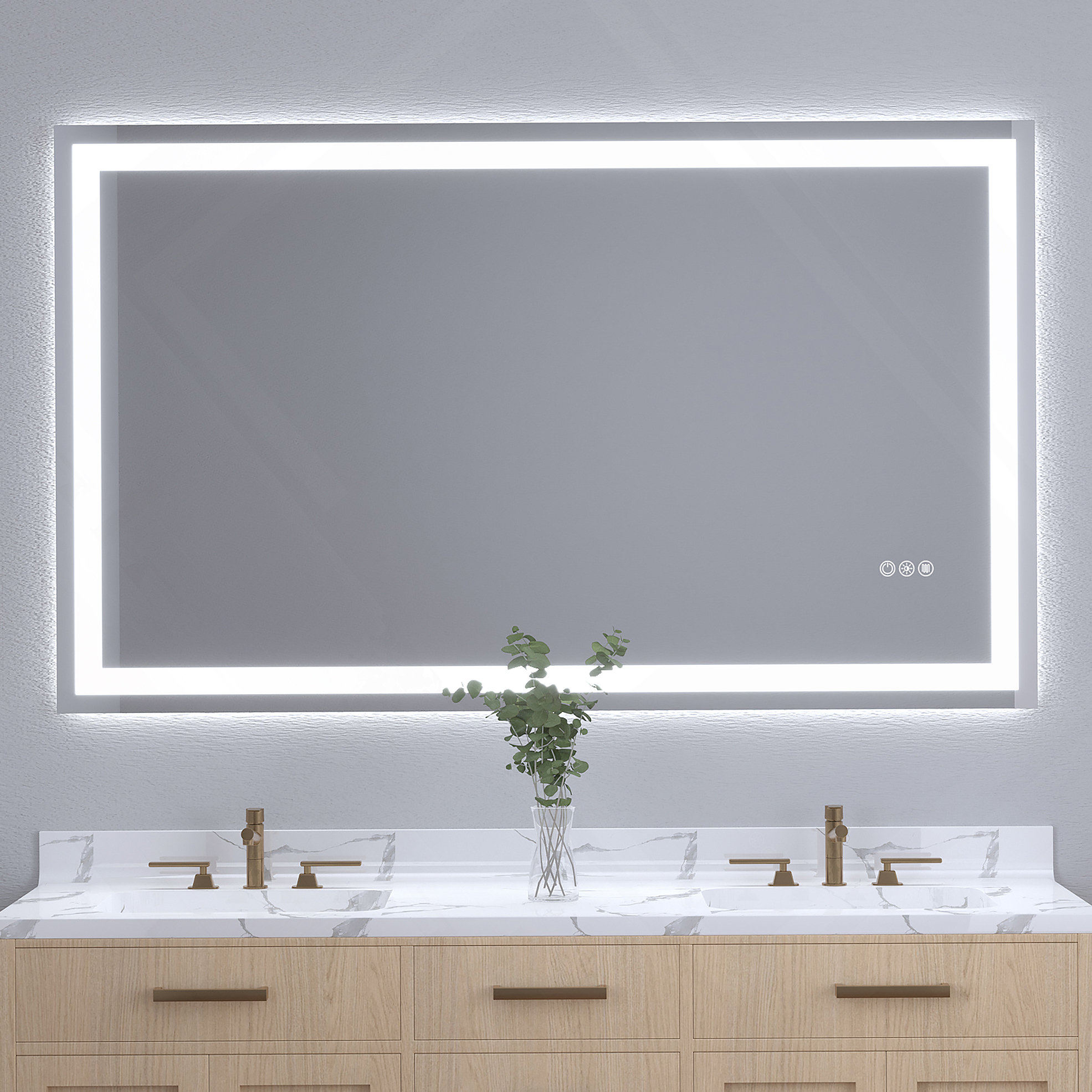Ivy Bronx 72x36" Black Eco-Friendly Silver MirrorDual LED Light ...