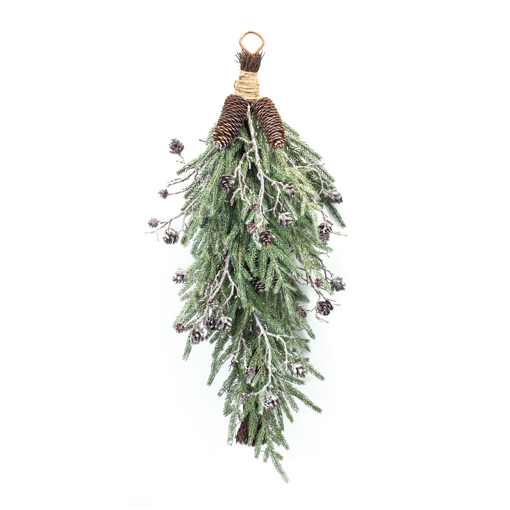 The Holiday Aisle® Frosted Pine Cone Twig Swag | Wayfair