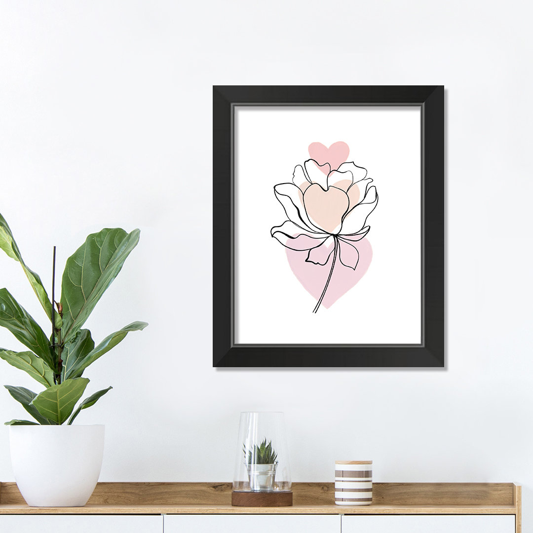 The Holiday Aisle® Flower Line Drawing Framed Print | Wayfair