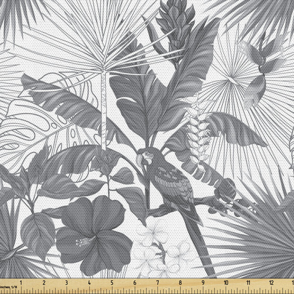 Bay Isle Home Pearces Tropical Tree Leaves and Hibiscus Pansy Fabric ...
