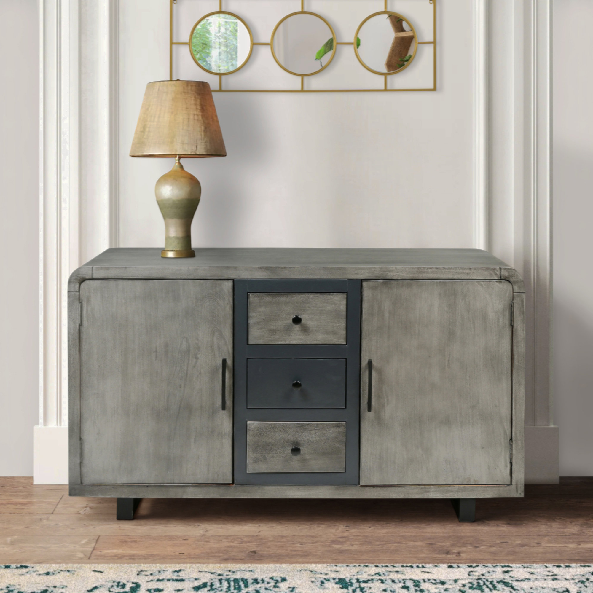 Corrigan Studio Lonetta 55" Wide 3 Drawer Mango Sideboard - Wayfair Canada