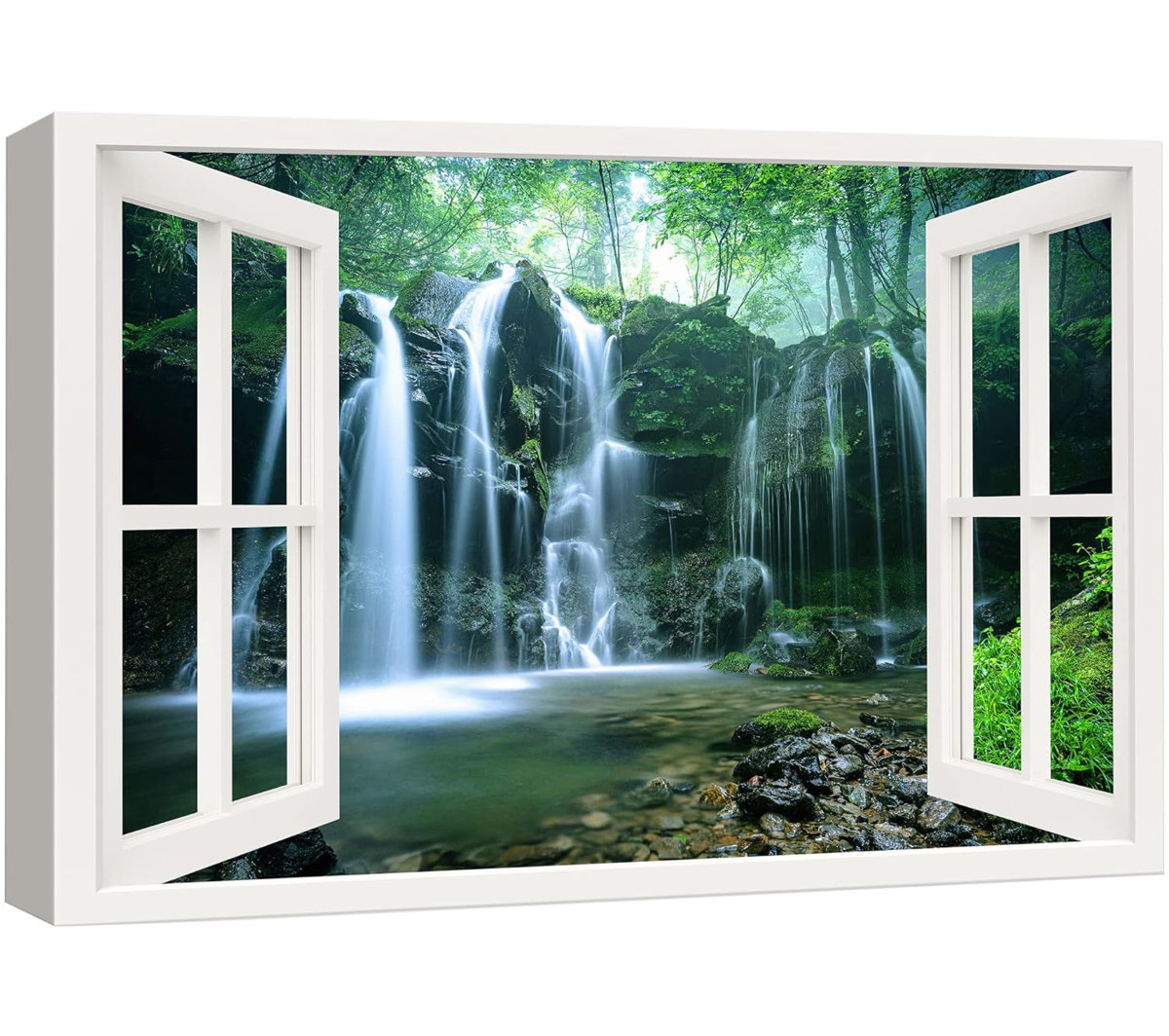 IDEA4WALL Window Scenery " Window View Rustic Waterfall Cascade River ...