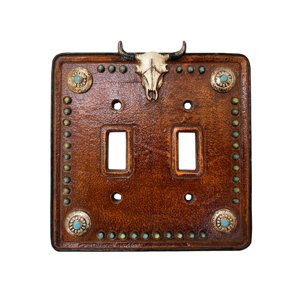 De Leon Collections Polyresin Leather Concho with Cow Skull 2-Gang ...