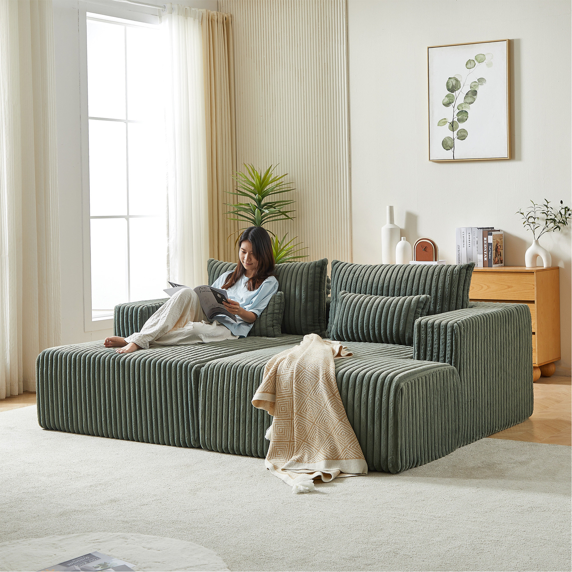 Latitude Run® 87" Oversized Sectional Lounge Chaise ,No Assembly ...