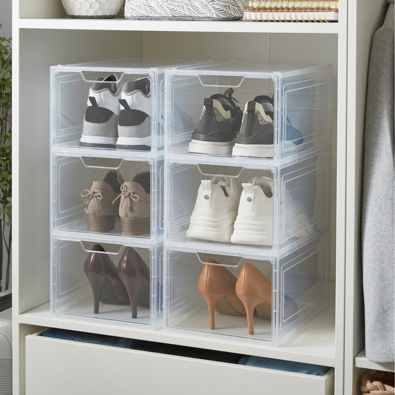 Rebrilliant Set of 6 Stackable Shoe Boxes in Clear | Wayfair