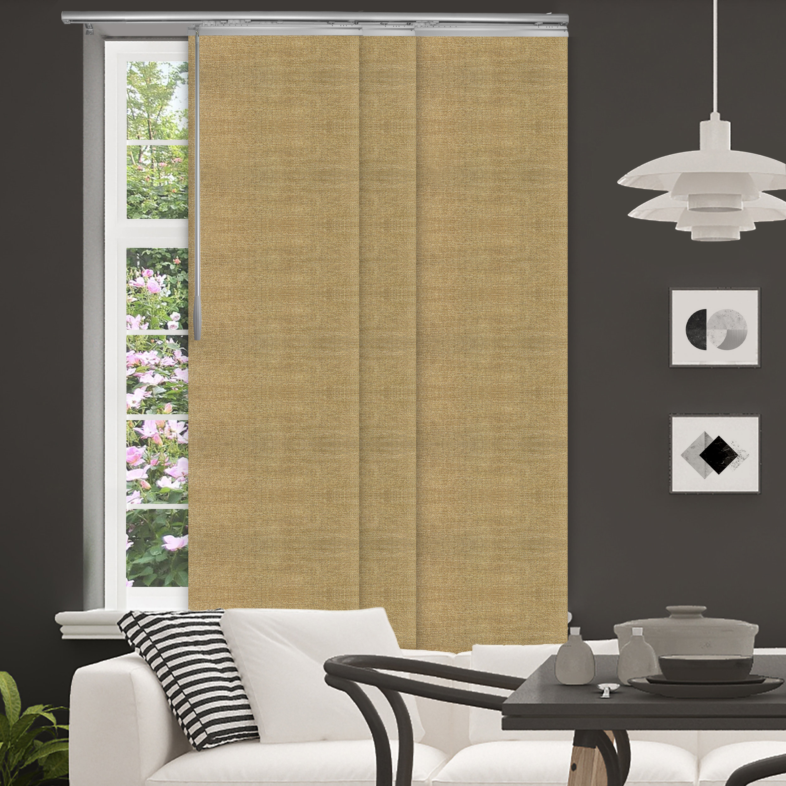 Symple Stuff Canary 3-panel Single Rail Panel Track Extendable 36"-66"w ...