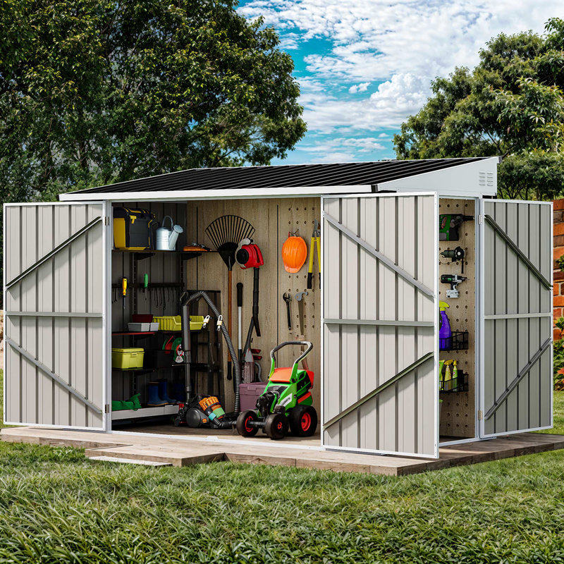 Edrosie Inc 8 ft. W x 4 ft. D Metal Lean-to Storage Shed & Reviews ...
