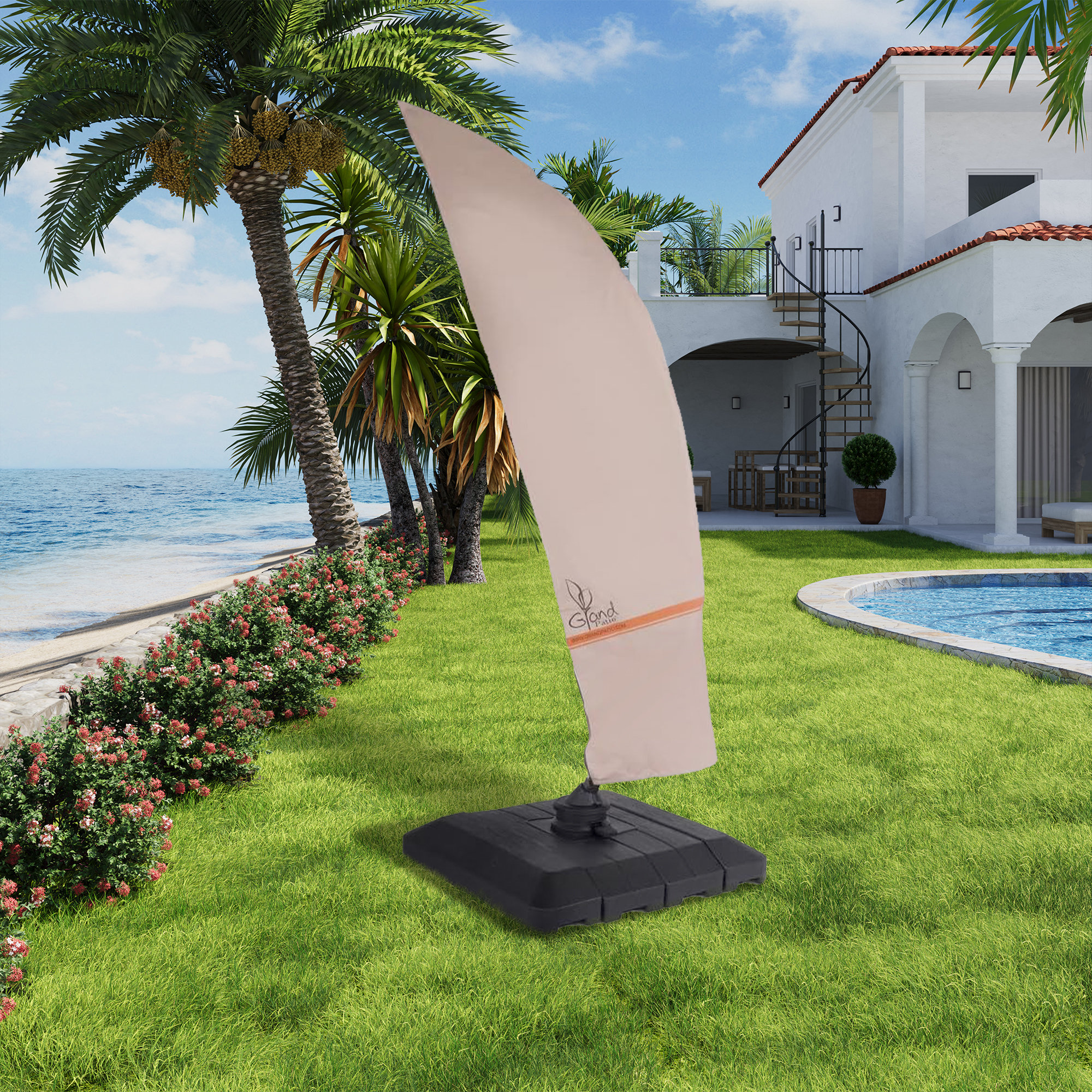 Rebrilliant Patio Umbrella Cover For Offset Umbrella With Adjustable ...