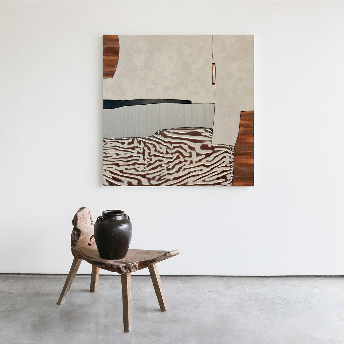 Organix Oasis Italian minimalist wood style hand painting with abstract ...