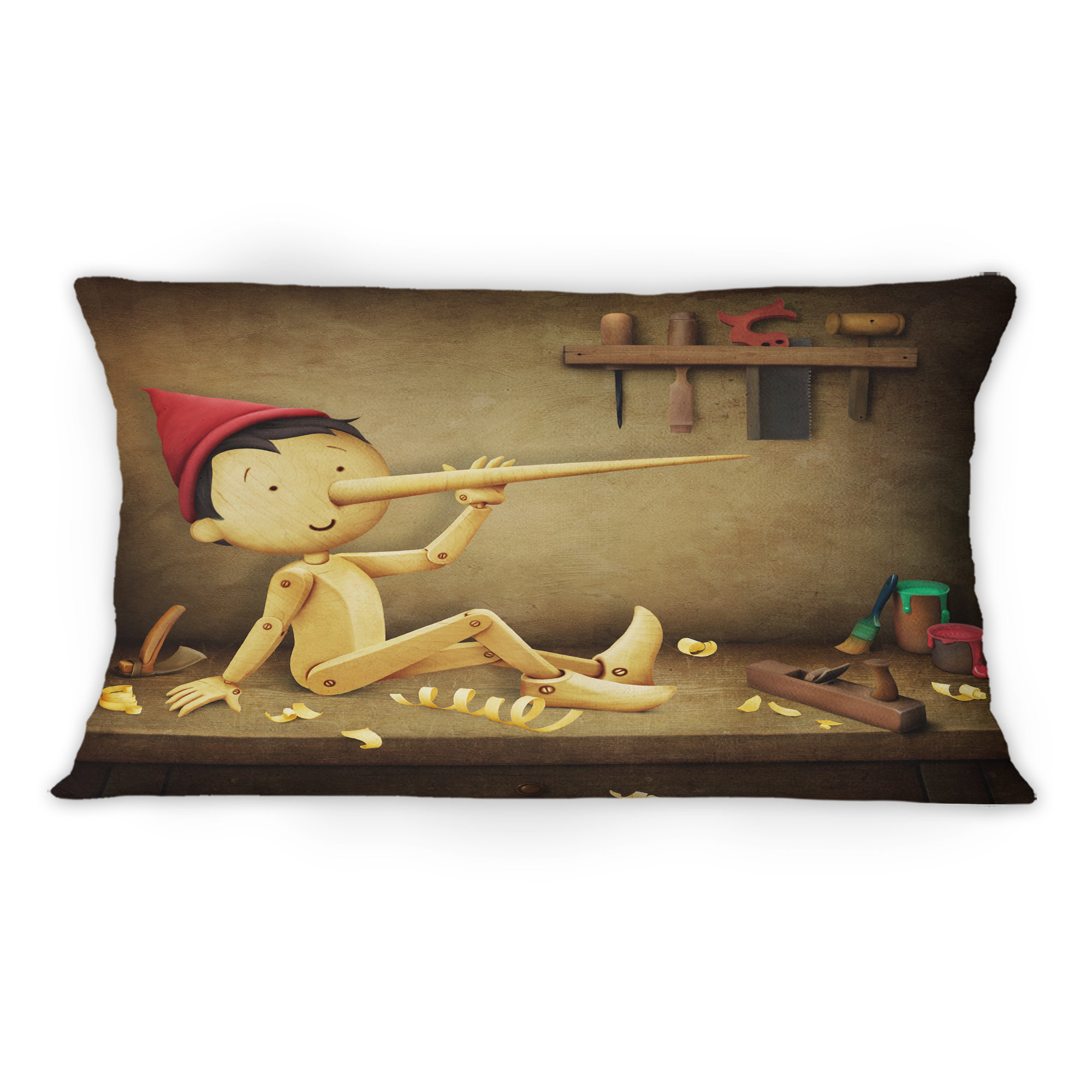 Design Art Pinocchio With Long Nose And Red Hat - Children''s Art ...