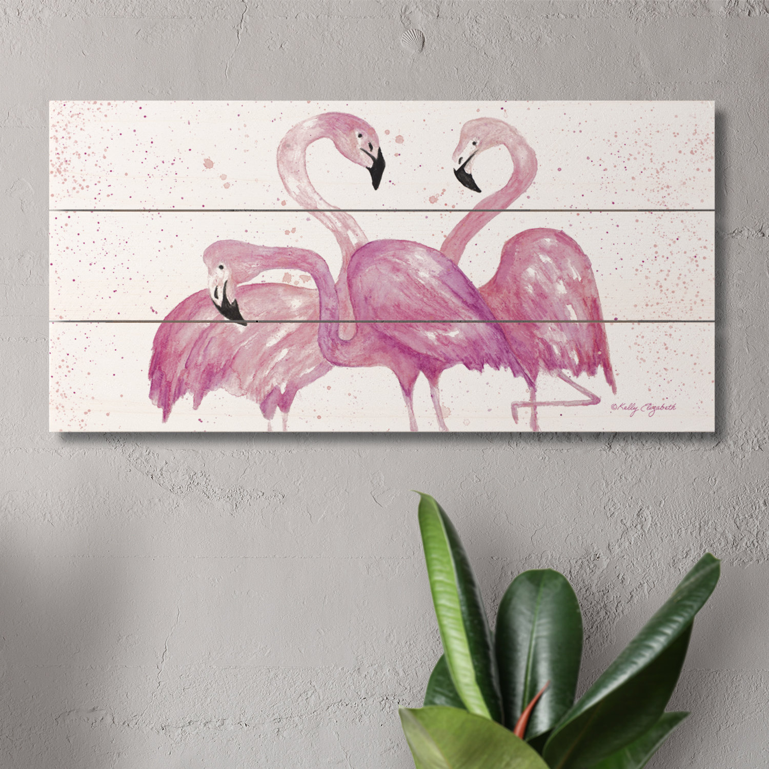 Bay Isle Home™ Fabulous Flamingos Hanging Wood Wall Sign | Wayfair