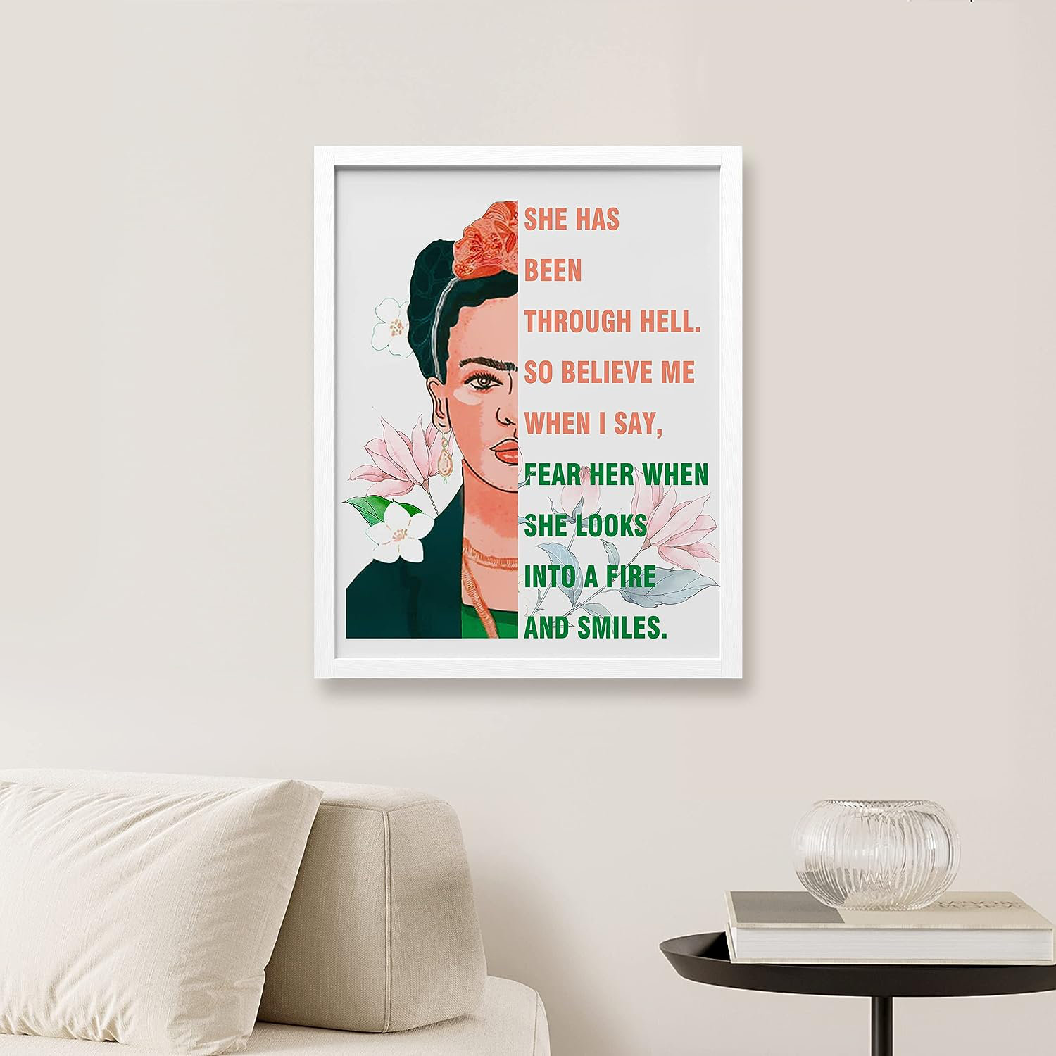 SIGNLEADER " Strong Mexican Beauty Portrait Wall Art Frida Kahlo Quotes ...