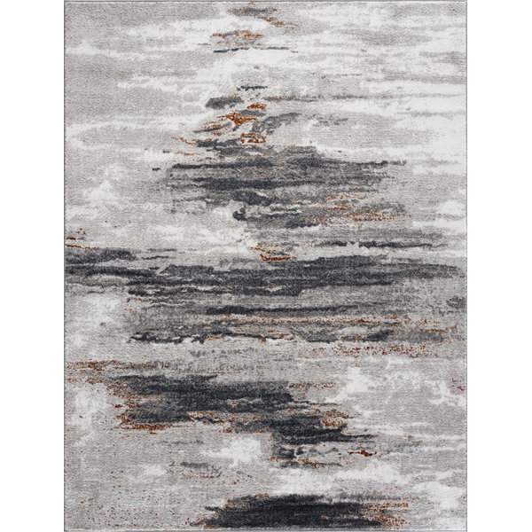 17 Stories Camillo Abstract Design Modern Gray/Beige Area Rug & Reviews ...