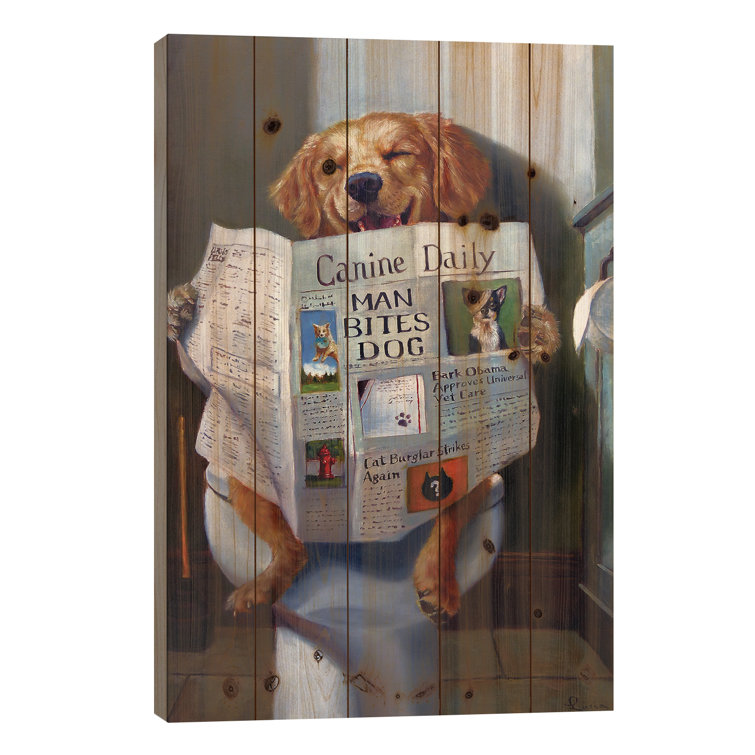 Trinx Dog Gone Funny On Wood by Lucia Heffernan Print | Wayfair