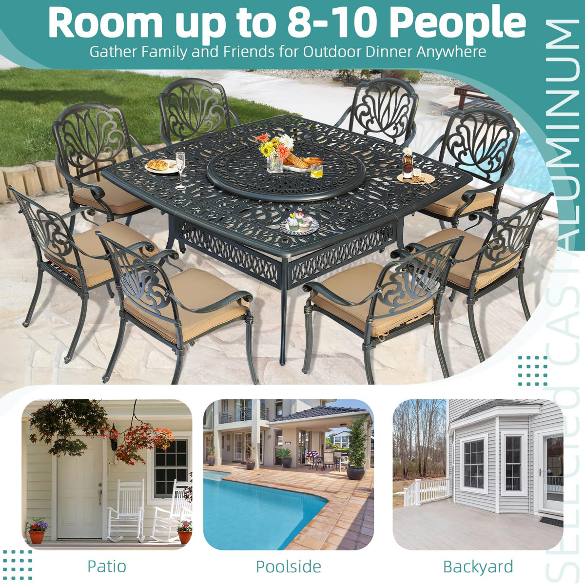 Charlton Home® Evelett Outdoor 64" Square Patio Dining Table With ...