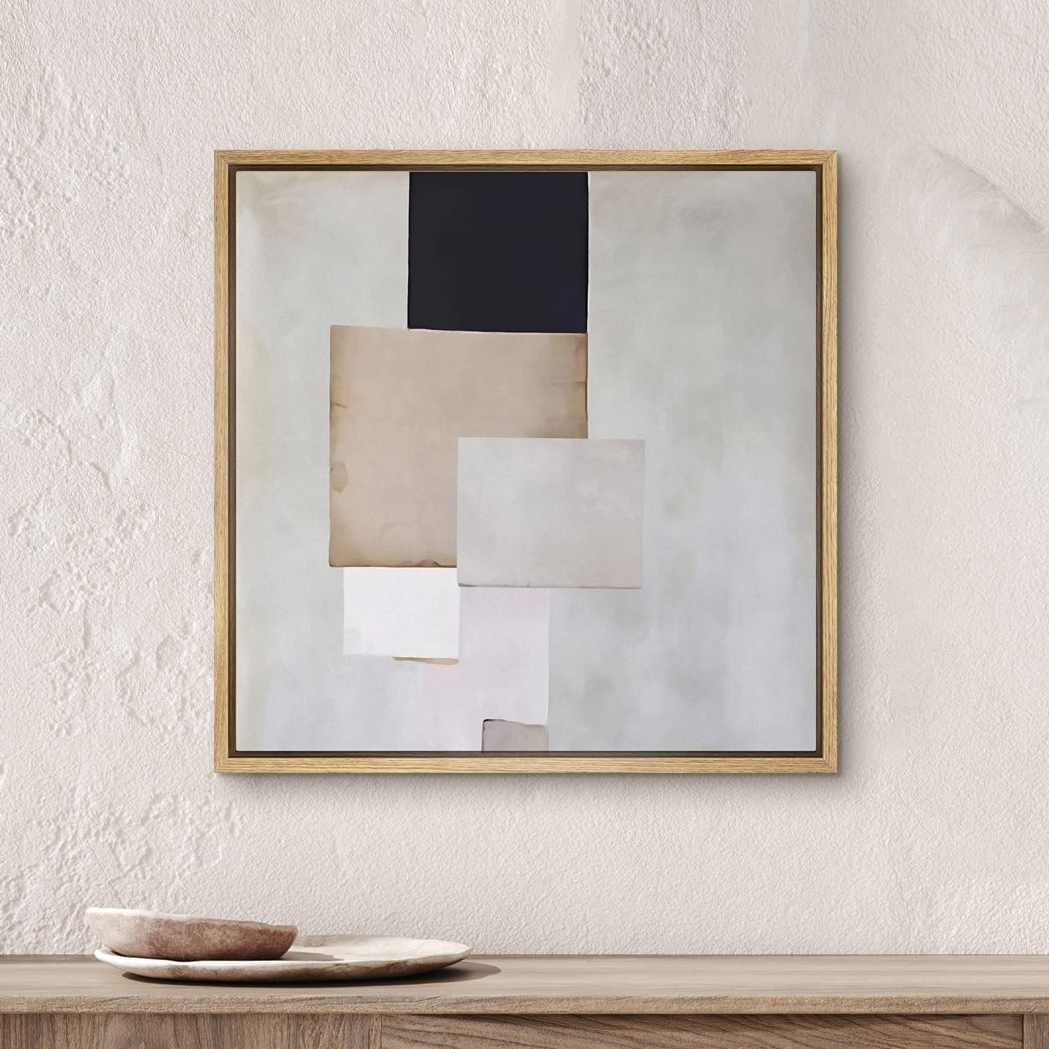 wall26 Black Tan Geometric Color Blocks Abstract Shapes Modern Art ...