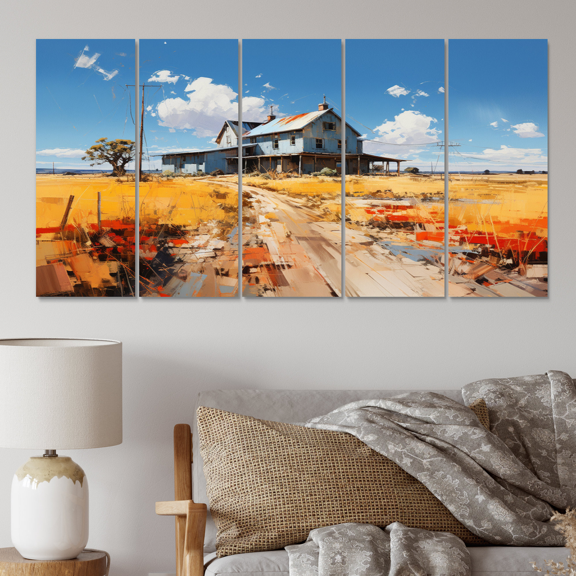 August Grove® Farmhouse Farmstead Abstraction I - Landscapes Metal Wall ...