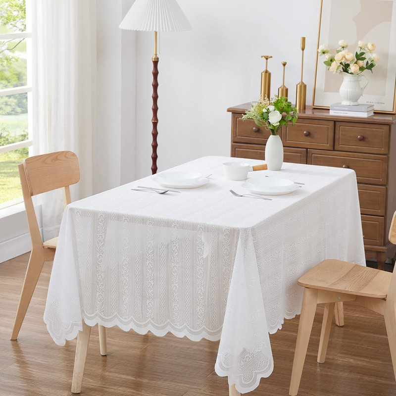 Darby Home Co Anglia Rectangular Lace Tablecloth With Elegant Scalloped ...