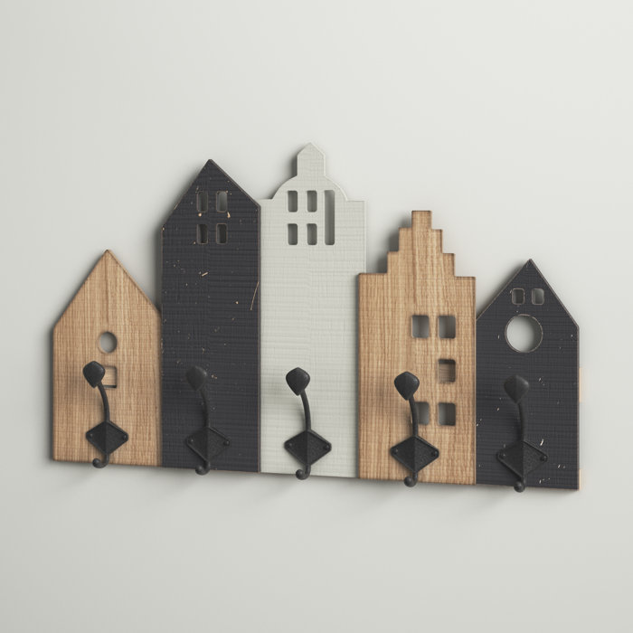 Sand & Stable Cayden Wall Mounted Coat Rack in Black/Brown & Reviews ...