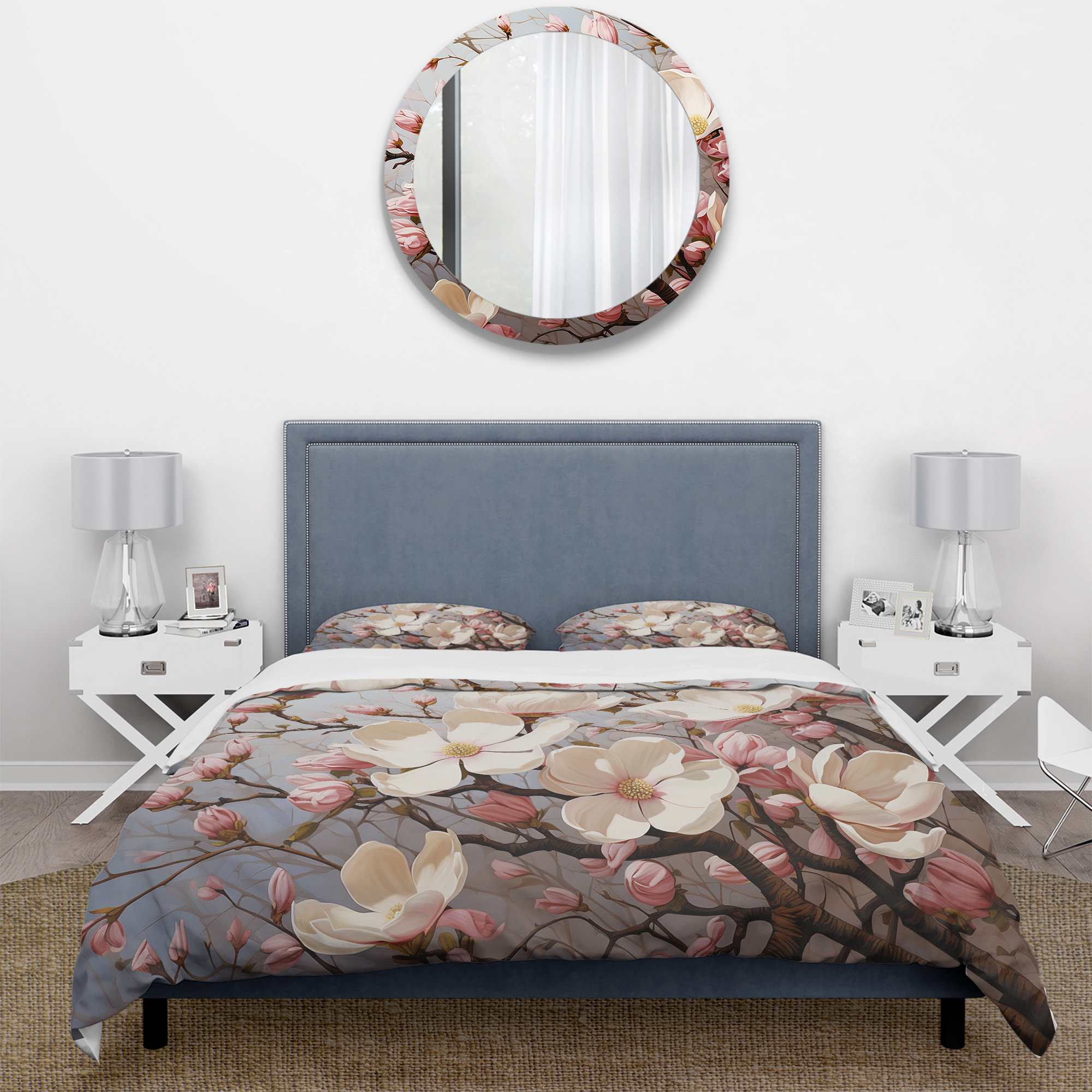 Design Art White Pink Magnolias Magnolia Symphony I - Floral Duvet ...