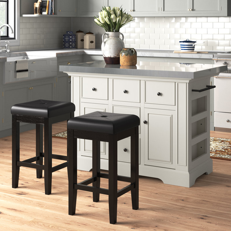 Three Posts™ Diamondback Kitchen Island Set with Stainless Steel Top ...