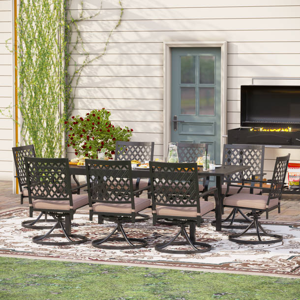 Lark Manor Alyah Rectangular 8 - Person 84'' Long Metal Patio Dining ...