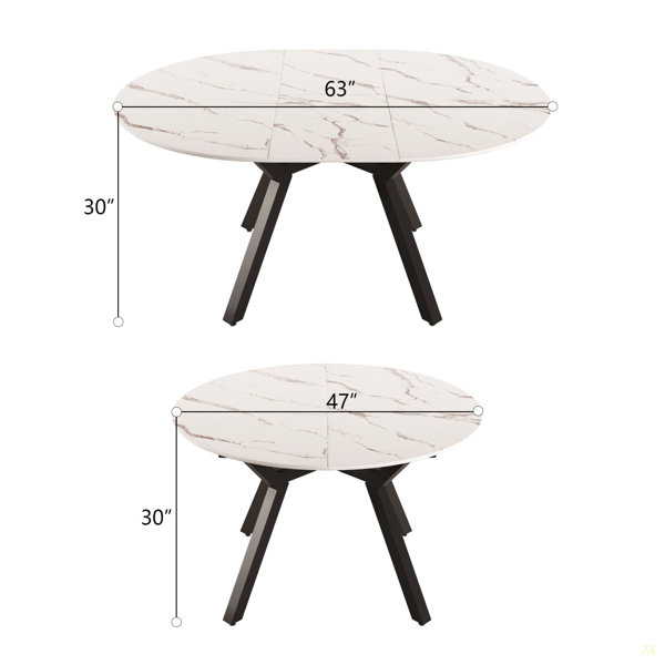 George Oliver Expandable Circular Dining Tables , Equipped With 4 PU ...