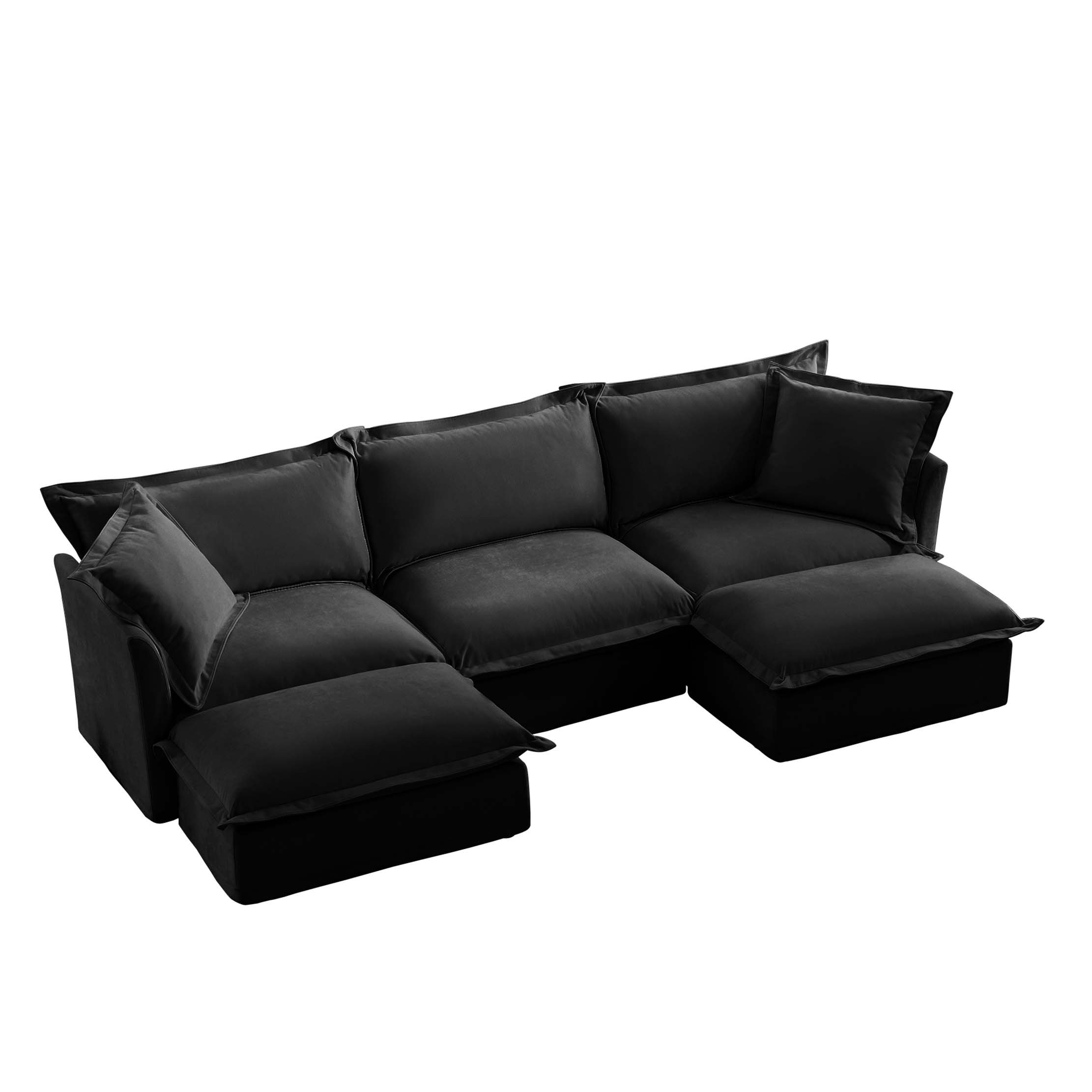 Latitude Run® Slipcovered U Shape Sectional Deep Seat Sofa Couch, 3 ...