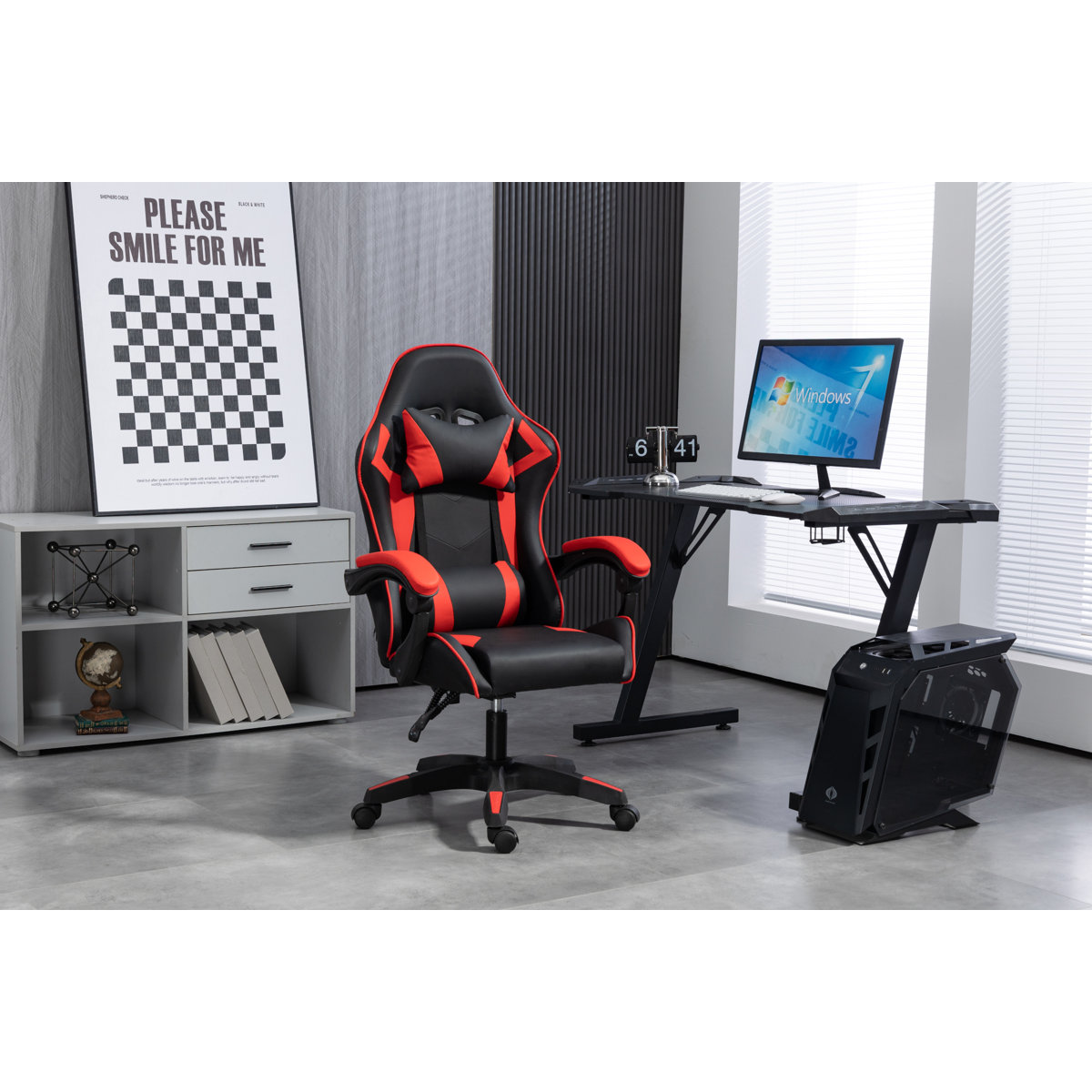 Inbox Zero Adjustable Reclining Ergonomic Swiveling PC & Racing Game ...