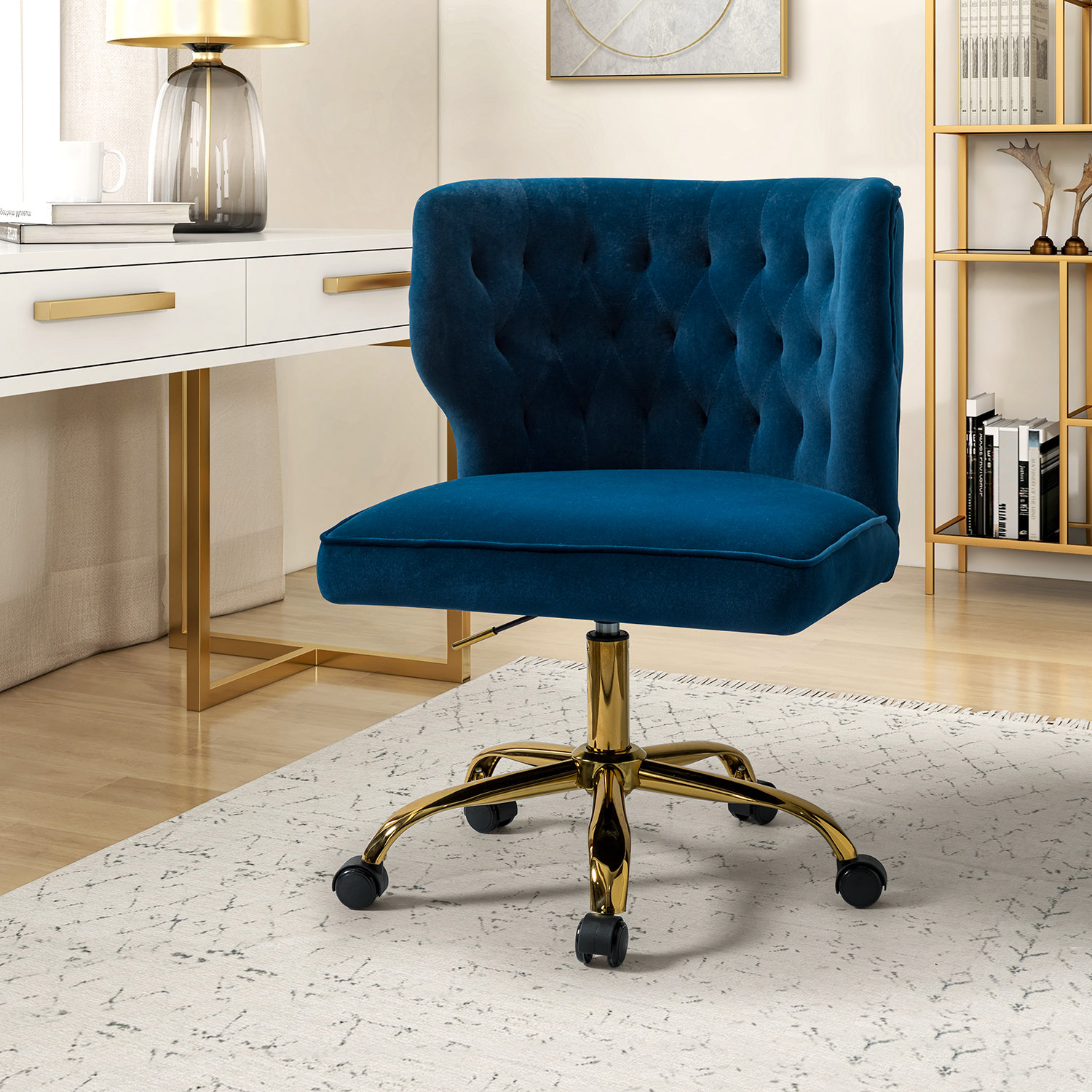 Willa Arlo™ Interiors Cawley 22'' W Tufted Task Chair with Golden ...