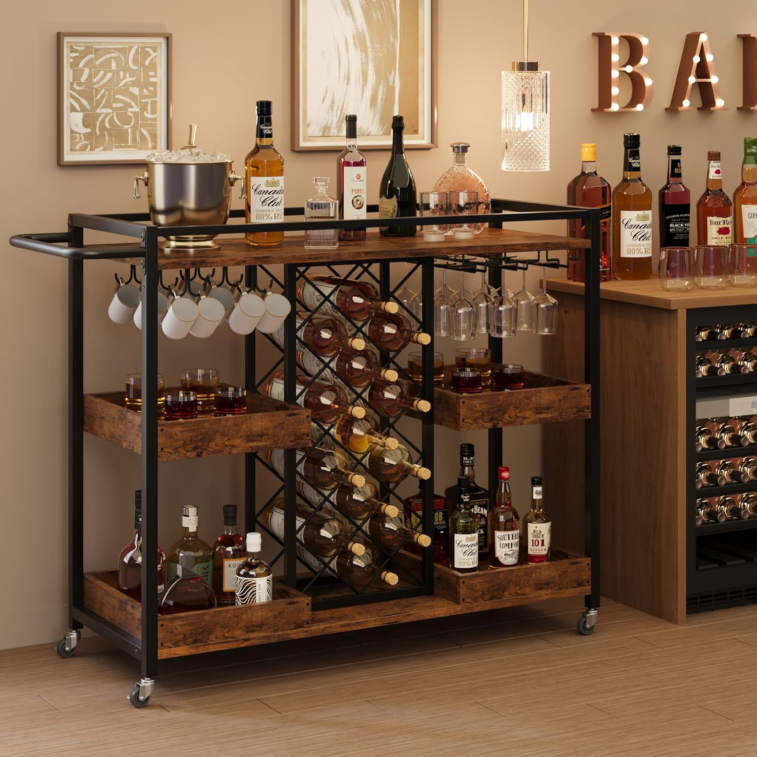 Mercer41 3 Tier Metal Bar Cart | Wayfair