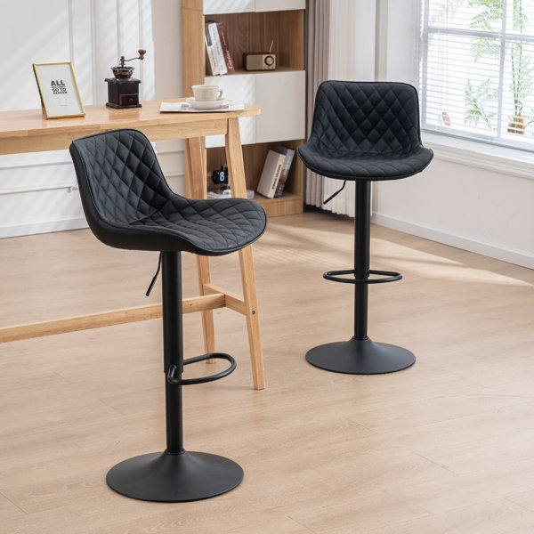Hokku Designs Zager Swivel Adjustable Height Bar Stool Leather ...