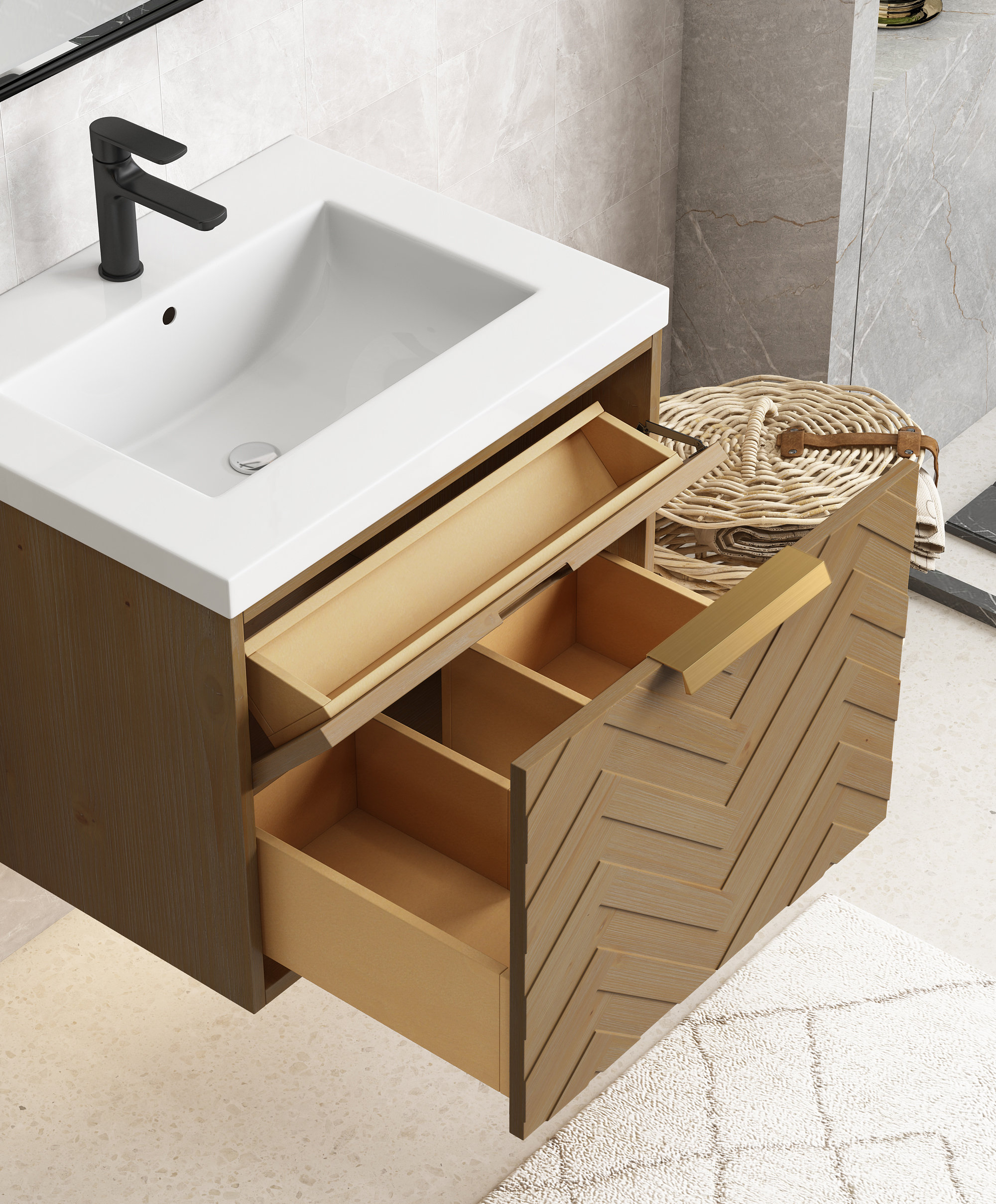 George Oliver Maxbano Floating 24" Bathroom Vanity With Single White ...