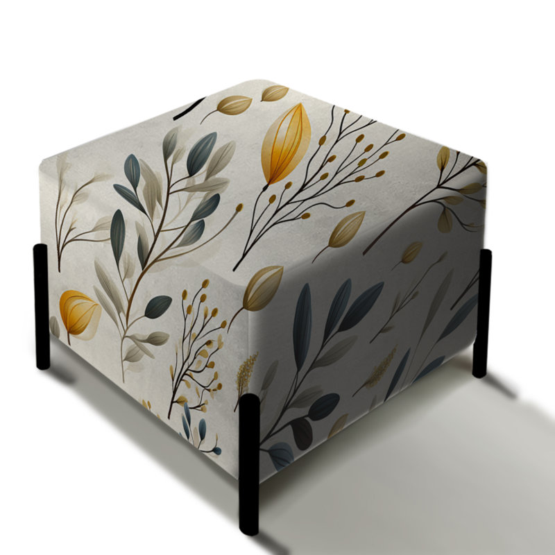 Design Art Minimalist Nature - Plants Square Ottoman | Wayfair