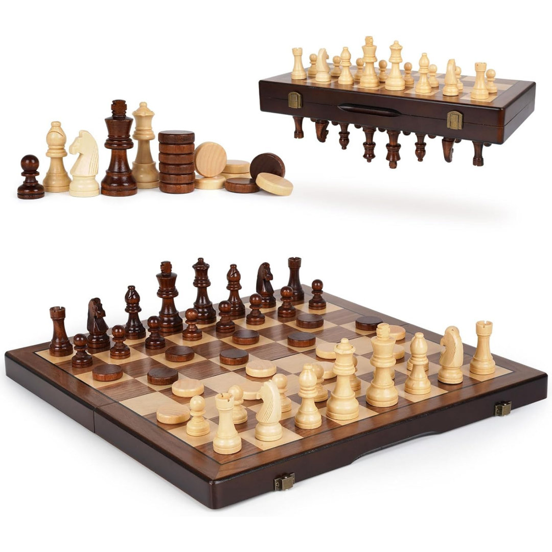 Phantoscope 2 In 1 Magnetic Chess Set And Checkers Board Game Set 15 ...