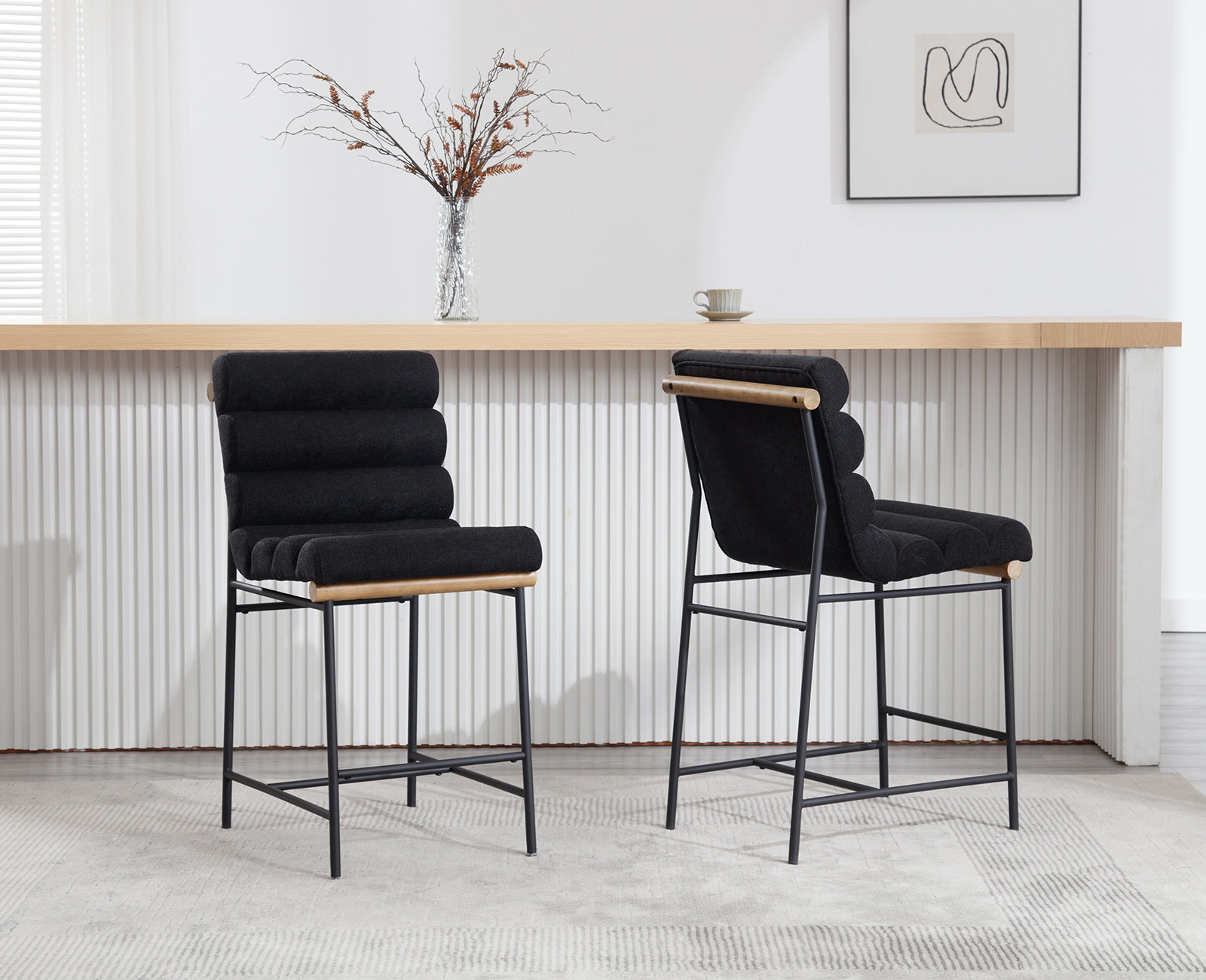 Latitude Run® Roseau Upholstered 25'' Counter Stool with Metal Frame ...