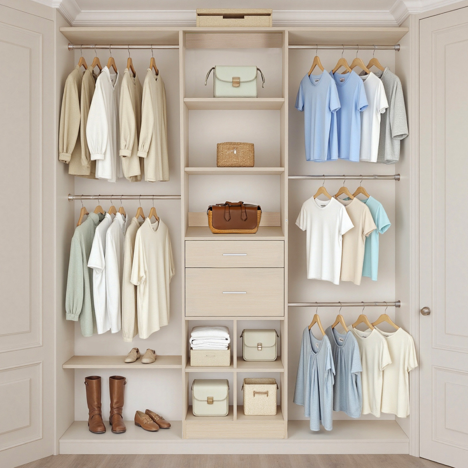 VEVOR Closet System with 2 Drawers, Adjustable Height Closet Organizers ...