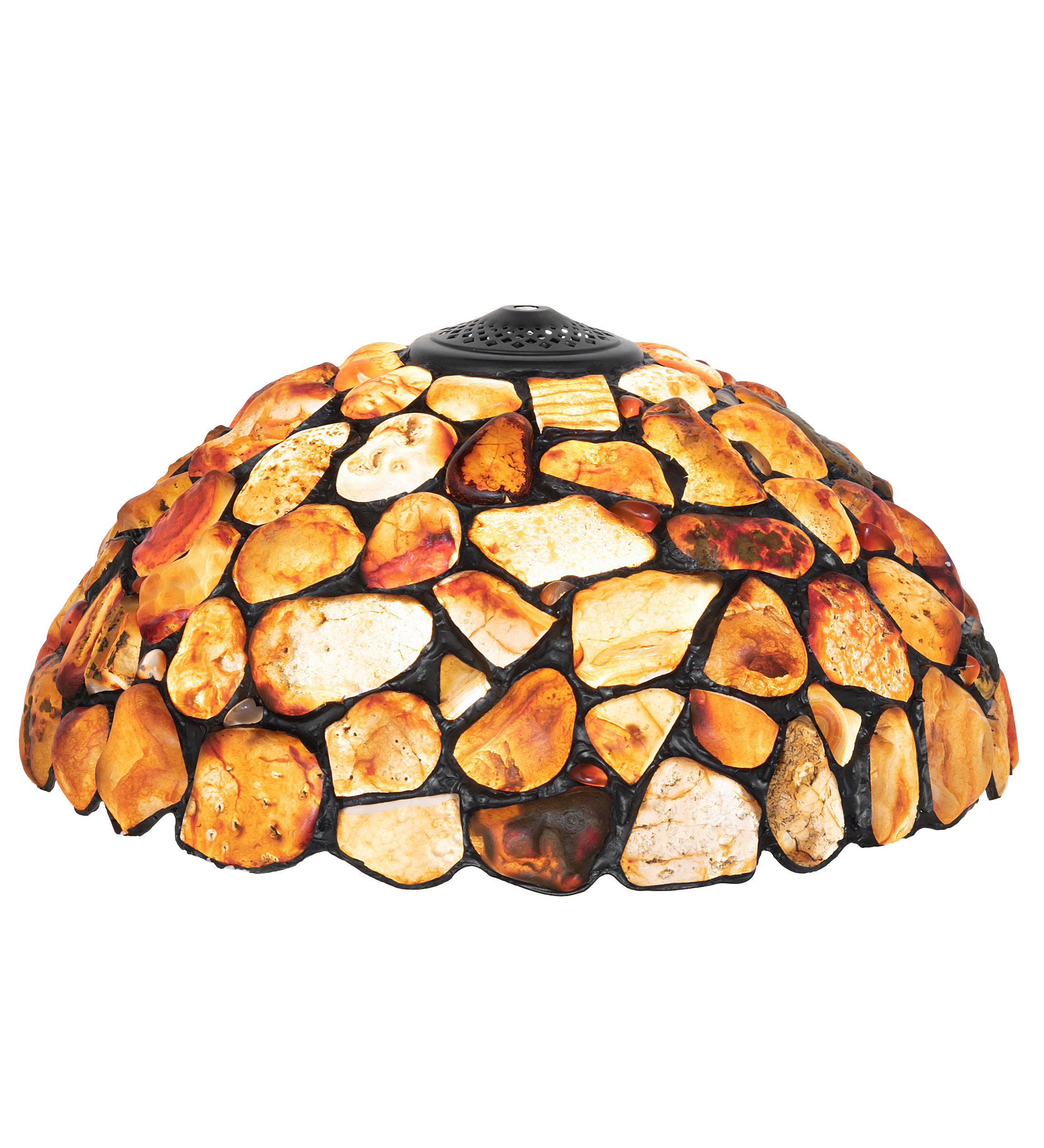 Meyda Lighting 8" H x 16" W Stone Bowl Lamp Shade ( Spider ) in Amber ...